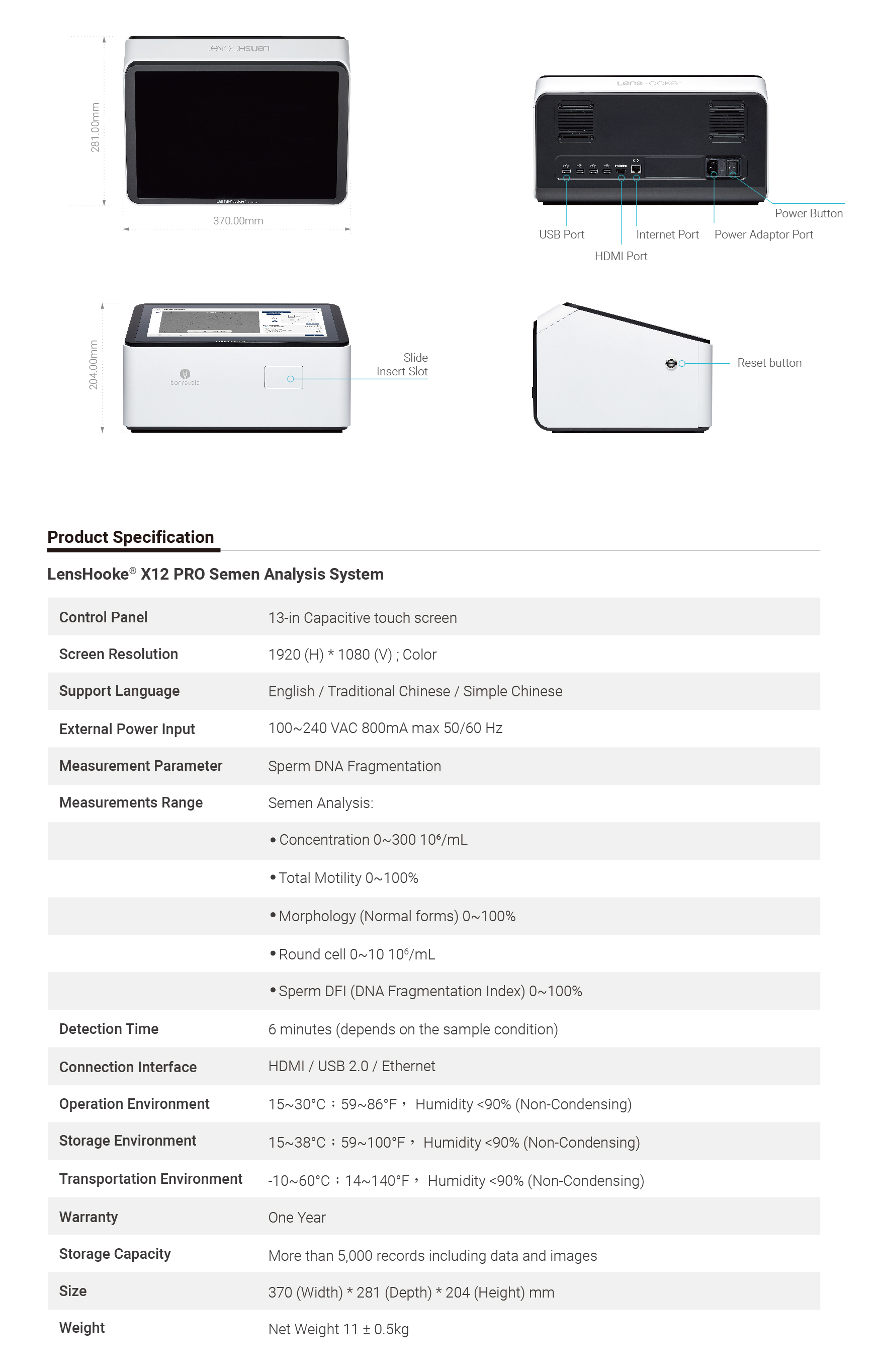 LensHooke X12 PRO Semen Analysis System - LensHooke